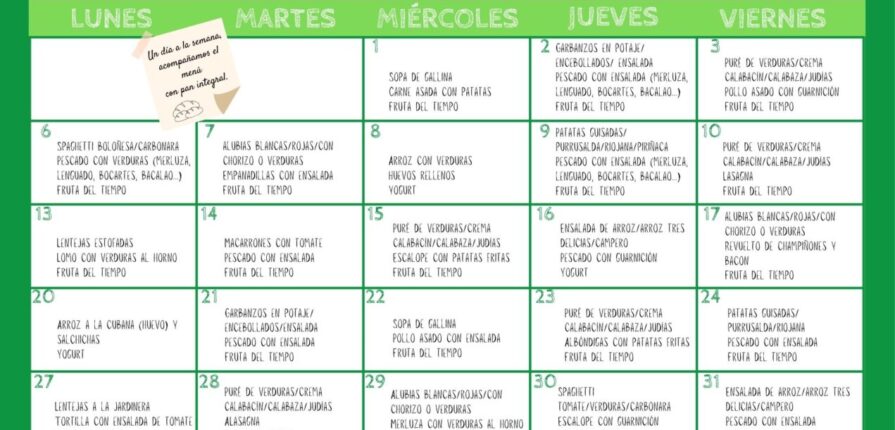 NUEVO MENÚ – Colegio